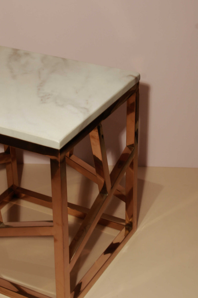 Fresco Marble and Metal Side Table