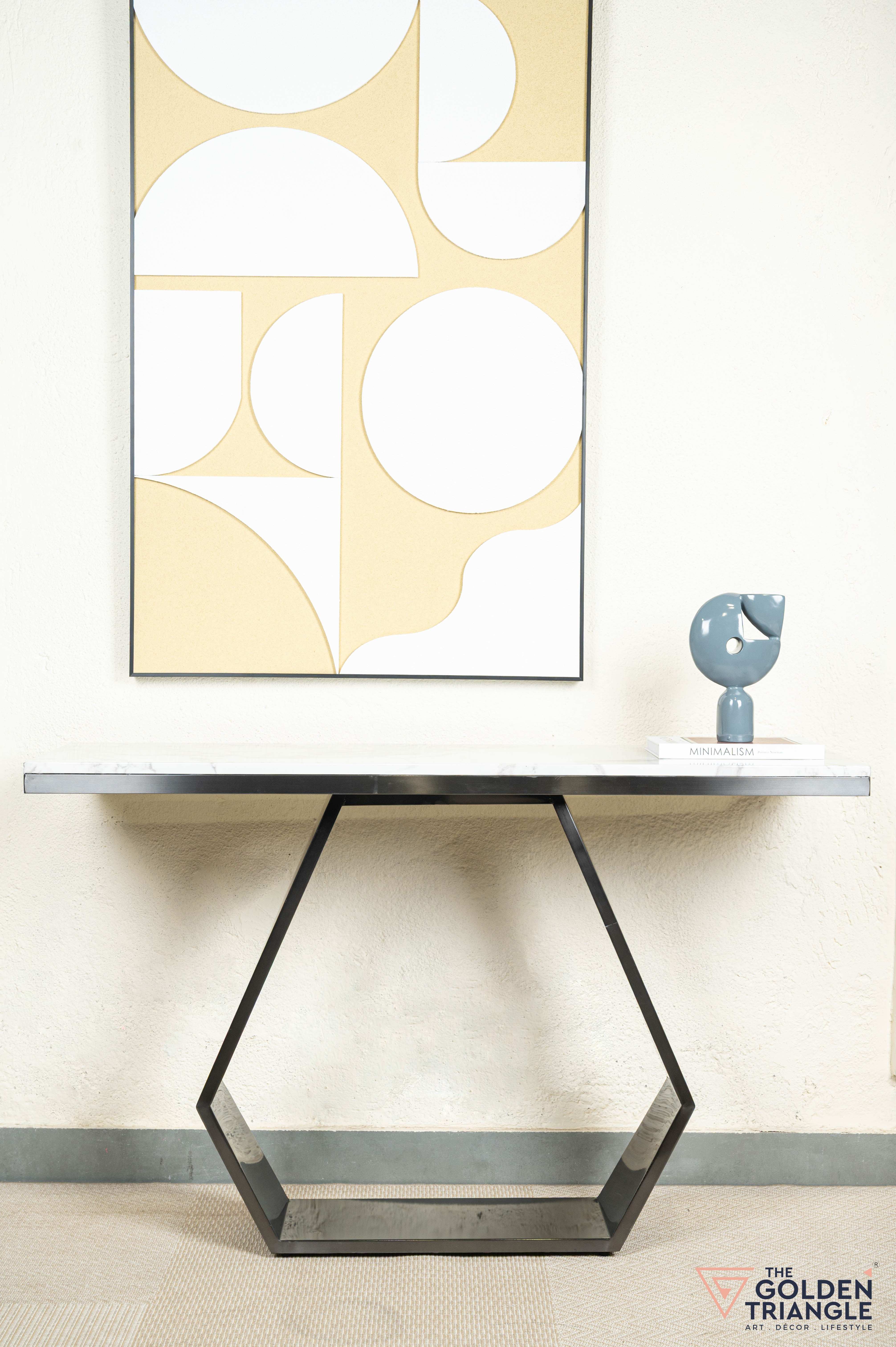 Victor Console Table with Marble Top & Metal Base – Luxury Modern Design