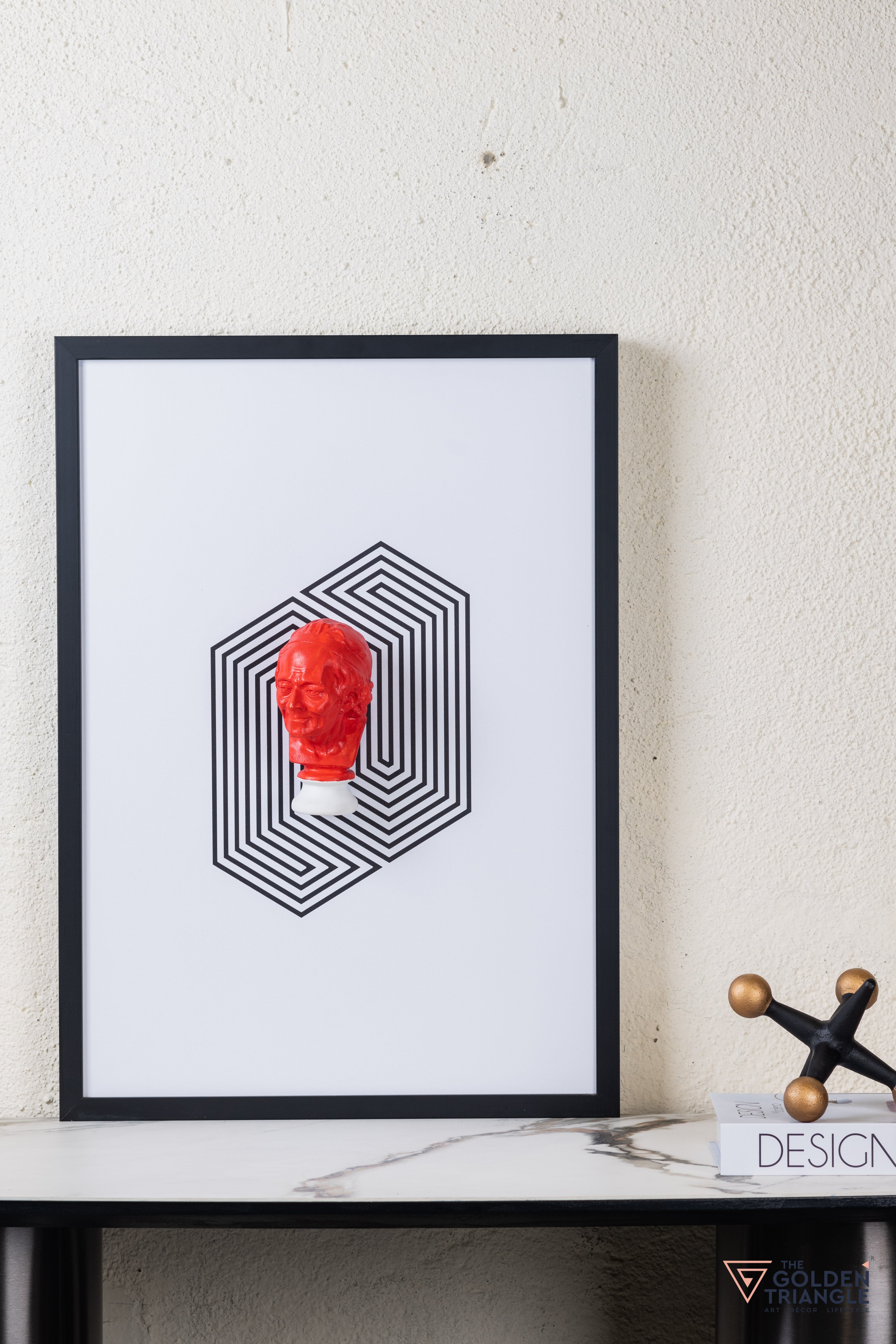 Roman Bust Resin Wall Art in Metal Frame | The Golden Triangle