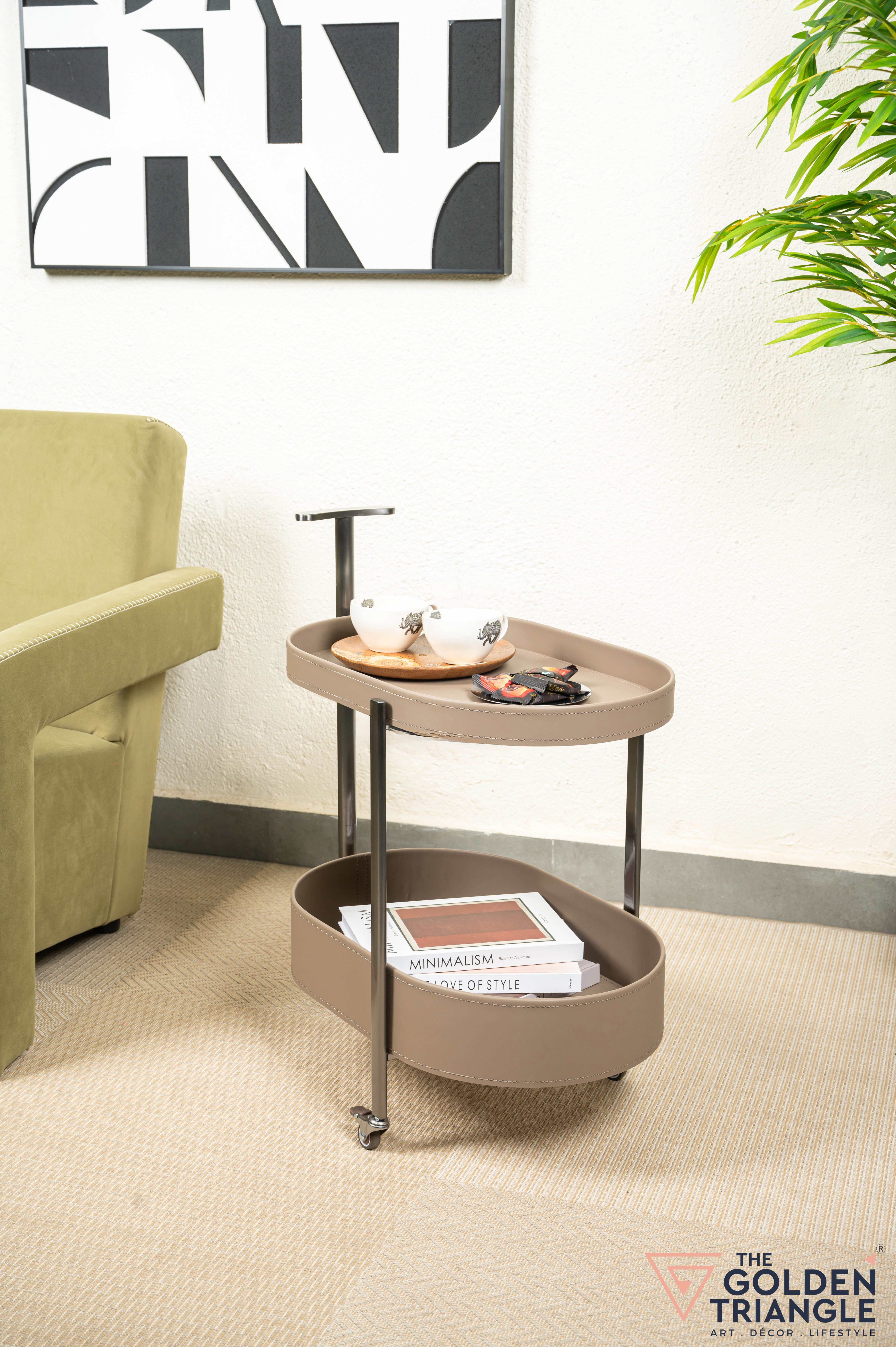 Amelie Faux Leather Trolley | Premium Bar Trolley | Butler Trolley